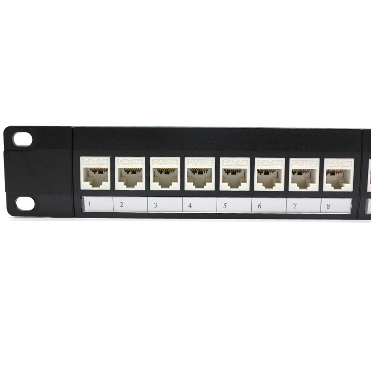 24 Port Rj45 Modular Cat6a Keystone Jack Patch Panel 19 Inch 1u Full Loaded